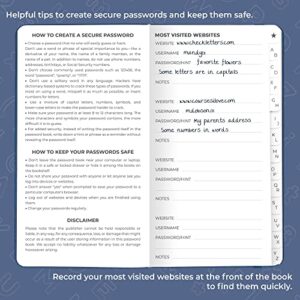 Clever Fox Password Book 2nd Edition – Hardcover Password Keeper with Alphabetical Tabs – Internet Address Notebook & Login Details Organizer Journal – 4.1x7.6” (Smoke Blue)