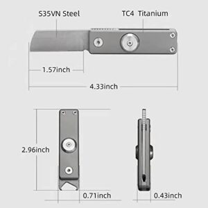 NHDT SW806 Mini Titanium Handle Steel Blade Folding Pocket Knife EDC Camping Knife With Bottle Opener, Ultralight, and portable knife only 2.07OZ.