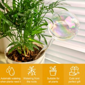 KiKiHeim 2Pcs Plant Watering Devices, Iridescent Self Watering Globes, Hand Blown Automatic Plant Waterer, Glass Watering Bulbs for Indoor Plants