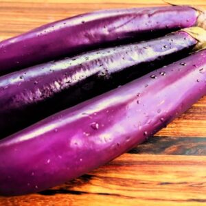 TomorrowSeeds - Chinese Eggplant Seeds - 200+ Count Packet - for 2024 Purple Shine Long Asian Aubergine Ping Tung Japanese Eggplants Brinjal