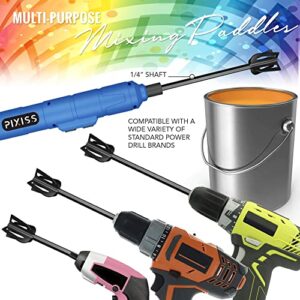 Resin Mixer Epoxy Plastic Paddles - 3 Reusable Pixiss Multipurpose Bidirectional Paint Stirrer for Drill Epoxy & Paint Mixer Drill Attachment - Paint Stirrers Epoxy Stirrer - Paint Mixer for Drill