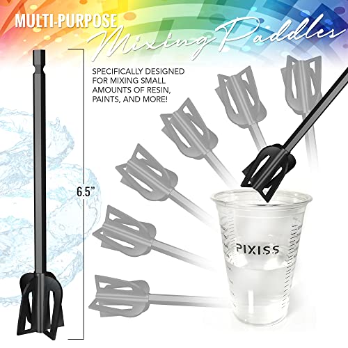 Resin Mixer Epoxy Plastic Paddles - 3 Reusable Pixiss Multipurpose Bidirectional Paint Stirrer for Drill Epoxy & Paint Mixer Drill Attachment - Paint Stirrers Epoxy Stirrer - Paint Mixer for Drill