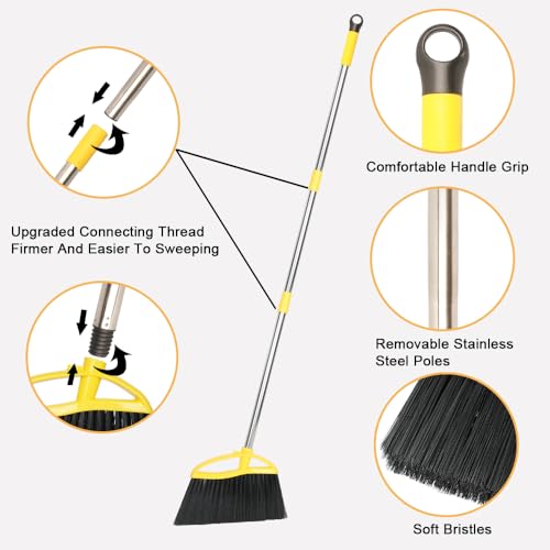 Soft Bristles Broom Indoor Angle Broom with Long Handle Soft Floor Sweeping Brooms Kitchen Broom