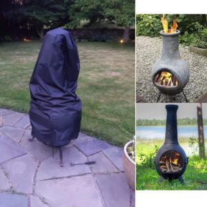 Outdoor Patio Chiminea Cover Skyour Waterproof Durable Wood Burning Chimineas Covers Dustproof Chimney Fire Pit Heater Protector Cover (Black)