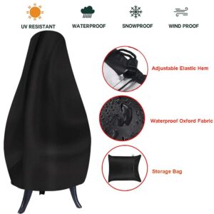 Outdoor Patio Chiminea Cover Skyour Waterproof Durable Wood Burning Chimineas Covers Dustproof Chimney Fire Pit Heater Protector Cover (Black)