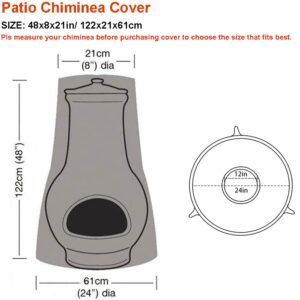 Outdoor Patio Chiminea Cover Skyour Waterproof Durable Wood Burning Chimineas Covers Dustproof Chimney Fire Pit Heater Protector Cover (Black)