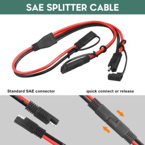 PAEKQ SAE Connector Splitter, 10AWG Y Splitter SAE 1 to 2 Extension Cable Quick Disconnect Connector Suitable for Solar Battery Connection Transfer,Motorcyclists, ATVS,Carsand (2Feet)