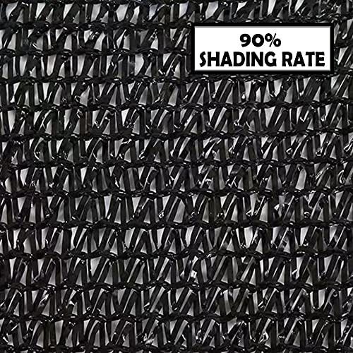 Vocray 90% 10ftx20ft Black Sunblock Shade Cloth Taped Edge with Grommets UV Resistant Net, Garden Sun Shade Mesh Trap for Plant Cover, Greenhouse, Patio Lawn