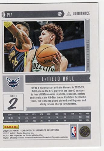 LAMELO BALL RC 2020-21 Panini Chronicles Luminance #147 ROOKIE NM+-MT+ Basketball NBA Hornets