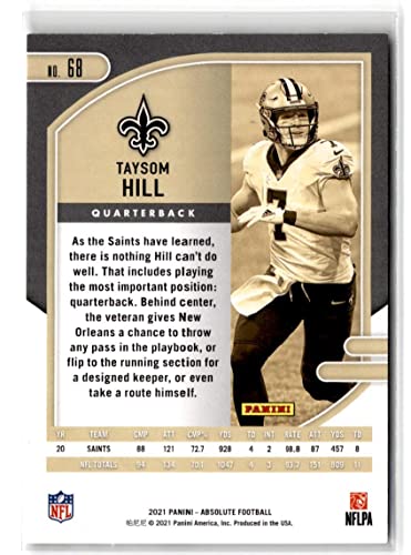 2021 Panini Absolute Retail #68 Taysom Hill New Orleans Saints Official NFL Football Trading Card