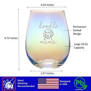 Christmas Gifts for Golden Doodle Lovers, Goldendoodle Mama Rainbow Wine Glass, Great Gift for Dog Lover