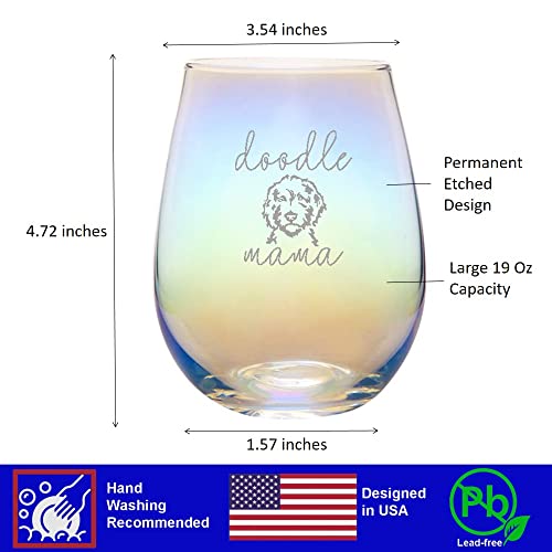 Christmas Gifts for Golden Doodle Lovers, Goldendoodle Mama Rainbow Wine Glass, Great Gift for Dog Lover