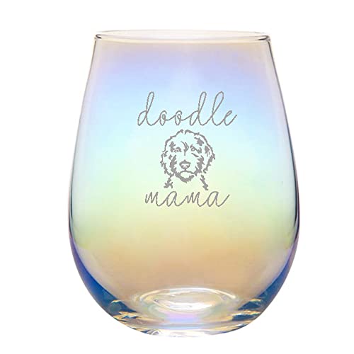 Christmas Gifts for Golden Doodle Lovers, Goldendoodle Mama Rainbow Wine Glass, Great Gift for Dog Lover