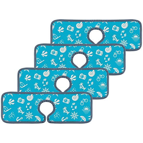 Kitchen Faucet Absorbent Mat 4 Pieces Summer Symbols Blue Faucet Sink Splash Guard Bathroom Counter and RV,Faucet Counter Sink Water Stains Preventer