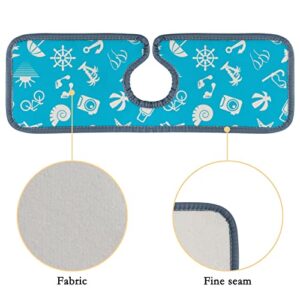 Kitchen Faucet Absorbent Mat 4 Pieces Summer Symbols Blue Faucet Sink Splash Guard Bathroom Counter and RV,Faucet Counter Sink Water Stains Preventer