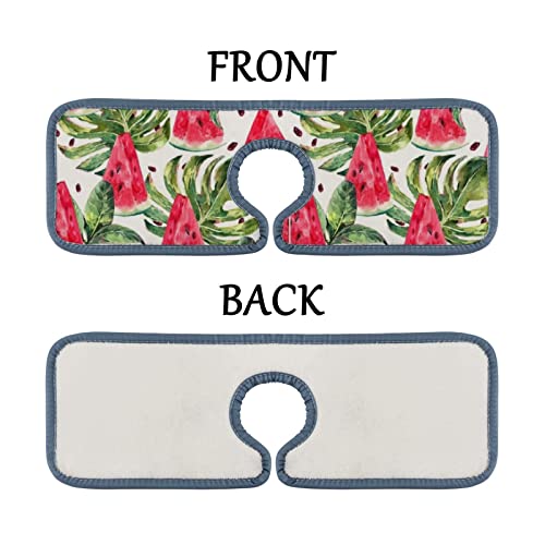 Kitchen Faucet Absorbent Mat 4 Pieces Summer Watercolor Watermelon Slices Faucet Sink Splash Guard Bathroom Counter and RV,Faucet Counter Sink Water Stains Preventer