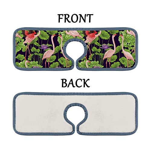 Kitchen Faucet Absorbent Mat 3 Pieces Flamingo And Tropical Plants Faucet Sink Splash Guard Bathroom Counter and RV,Faucet Counter Sink Water Stains Preventer