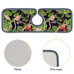 Kitchen Faucet Absorbent Mat 3 Pieces Flamingo And Tropical Plants Faucet Sink Splash Guard Bathroom Counter and RV,Faucet Counter Sink Water Stains Preventer