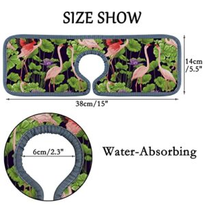 Kitchen Faucet Absorbent Mat 3 Pieces Flamingo And Tropical Plants Faucet Sink Splash Guard Bathroom Counter and RV,Faucet Counter Sink Water Stains Preventer