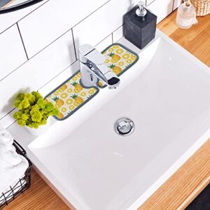 Kitchen Faucet Absorbent Mat 3 Pieces Yellow Pineapples Slices Faucet Sink Splash Guard Bathroom Counter and RV,Faucet Counter Sink Water Stains Preventer