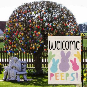 Welcome Easter Garden Flag Double Sided Vertical 12×18 Inch Bunny Banners Spring Yard Outdoor Farmhouse Decoration DF019