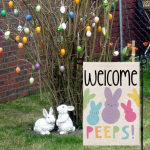 Welcome Easter Garden Flag Double Sided Vertical 12×18 Inch Bunny Banners Spring Yard Outdoor Farmhouse Decoration DF019