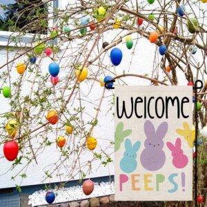 Welcome Easter Garden Flag Double Sided Vertical 12×18 Inch Bunny Banners Spring Yard Outdoor Farmhouse Decoration DF019