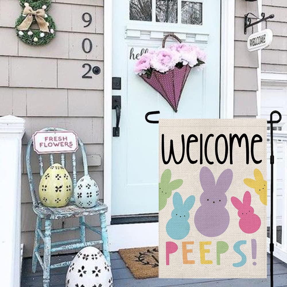 Welcome Easter Garden Flag Double Sided Vertical 12×18 Inch Bunny Banners Spring Yard Outdoor Farmhouse Decoration DF019