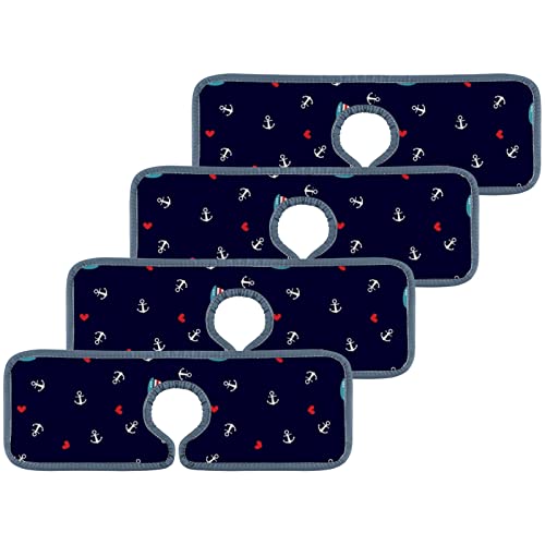 Kitchen Faucet Absorbent Mat 4 Pieces Cute Anchors Sailboat Faucet Sink Splash Guard Bathroom Counter and RV,Faucet Counter Sink Water Stains Preventer