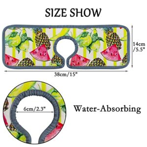 Kitchen Faucet Absorbent Mat 4 Pieces Watermelon Lemon Pineapples Striped Faucet Sink Splash Guard Bathroom Counter and RV,Faucet Counter Sink Water Stains Preventer