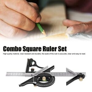 LAJS Stainless Steel T Square Ruler, Adjustable Sliding Combination Square Ruler & Protractor Level Measure Measuring Tool, Combination Square Set, Combo Square Ruler for Woodworking