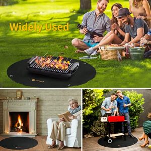 UTEBIT 42" Round Fire Pit Mat, Fireproof Mat for Under Fire Pit, Grill Mat Patio Protect Mat for Grass Outdoor Wood Burning Fire Pit, BBQ Smoker, Portable Reusable and Waterproof