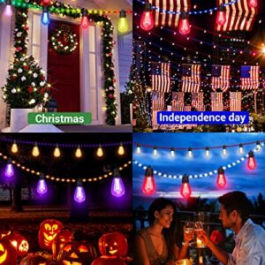 RGB & Warm White 50ft Smart String Lights Outdoor with Rope Fairy, Waterproof Shatterproof Bluetooth APP Remote Control Color Changing Dimmable Patio Lights for Balcony, Backyard, Party, Holiday RGBw