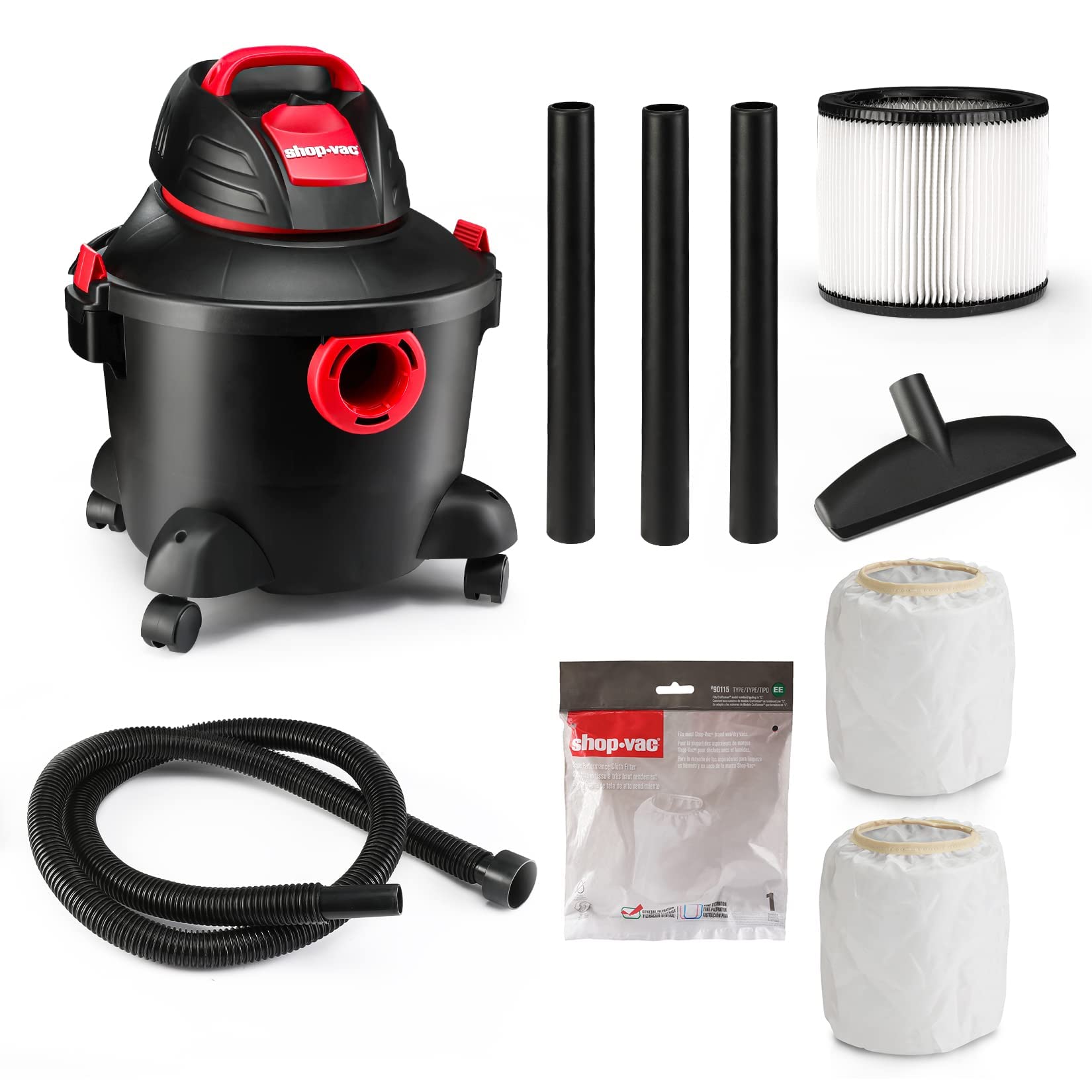 Shop-Vac 6 Gallon 3.0 Peak HP Wet Dry Vacuum+ 90115 Dacron Cloth Filter