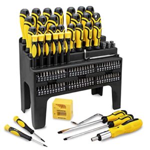 azuno 101pcs magnetic screwdriver set with plastic racking, best screwdriver set drive magnetic bit and precision screwdriver cool tools for men tools (101-piece)