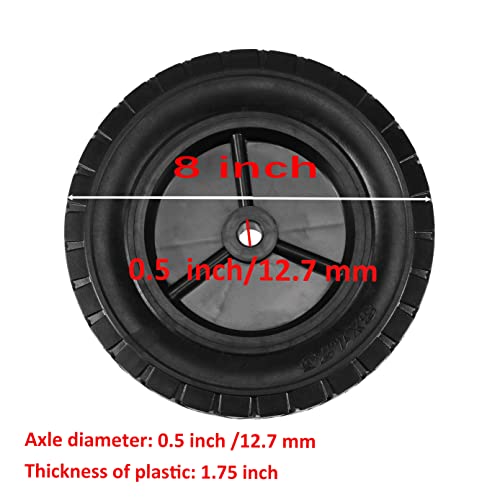 MAHIONG 2 PCS 8 x 1.75 Inch Solid Rubber Hand Truck Wheel, Universal Lawn Mower Wheels for 1/2 Inch Axle, Replacement Tires for Hand Truck, Dolly, Compressor, 110 LBS Load Capacity