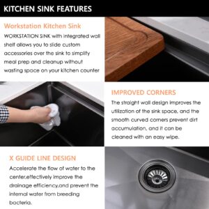 36 Inch Farmhouse Kitchen Sink Matte Black-HACHENL 36x22 Apron Front Farmhouse Workstation Kitchen Sink 16 Gauge Black Stainless Steel 10 Inch Deep Kitchen Sink Single Bowl Farmhouse Sink