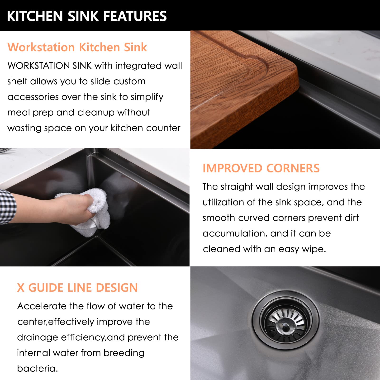 36 Inch Farmhouse Kitchen Sink Matte Black-HACHENL 36x22 Apron Front Farmhouse Workstation Kitchen Sink 16 Gauge Black Stainless Steel 10 Inch Deep Kitchen Sink Single Bowl Farmhouse Sink