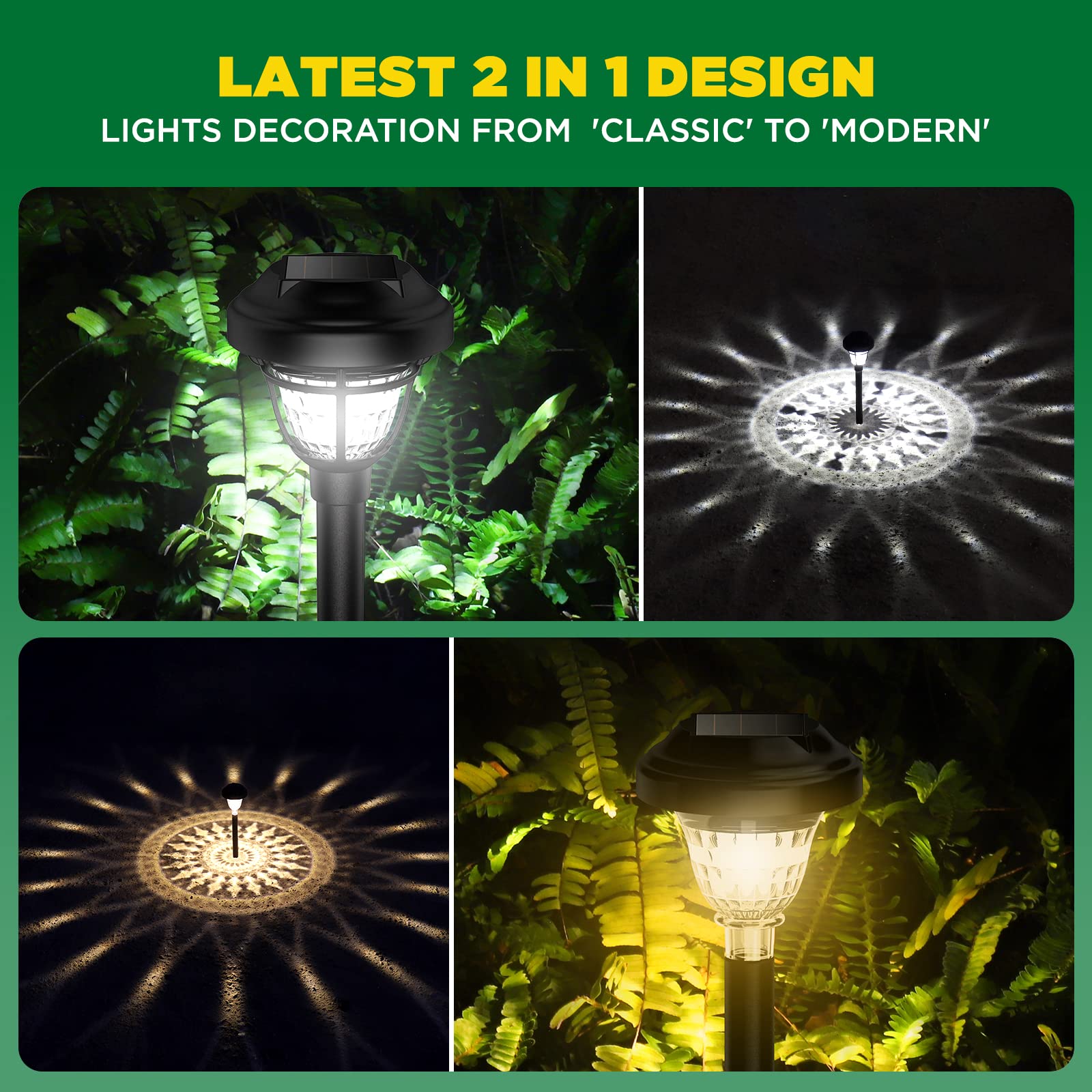 HNES Super Bright 2 in 1 Solar Lights Outdoor Waterproof, Up to 12H Dusk to Dawn Garden Lights Solar Powered Auto On/Off, 10 Pack LED Solar Pathway Lights Decorative for Yard, Landscape, Walkway