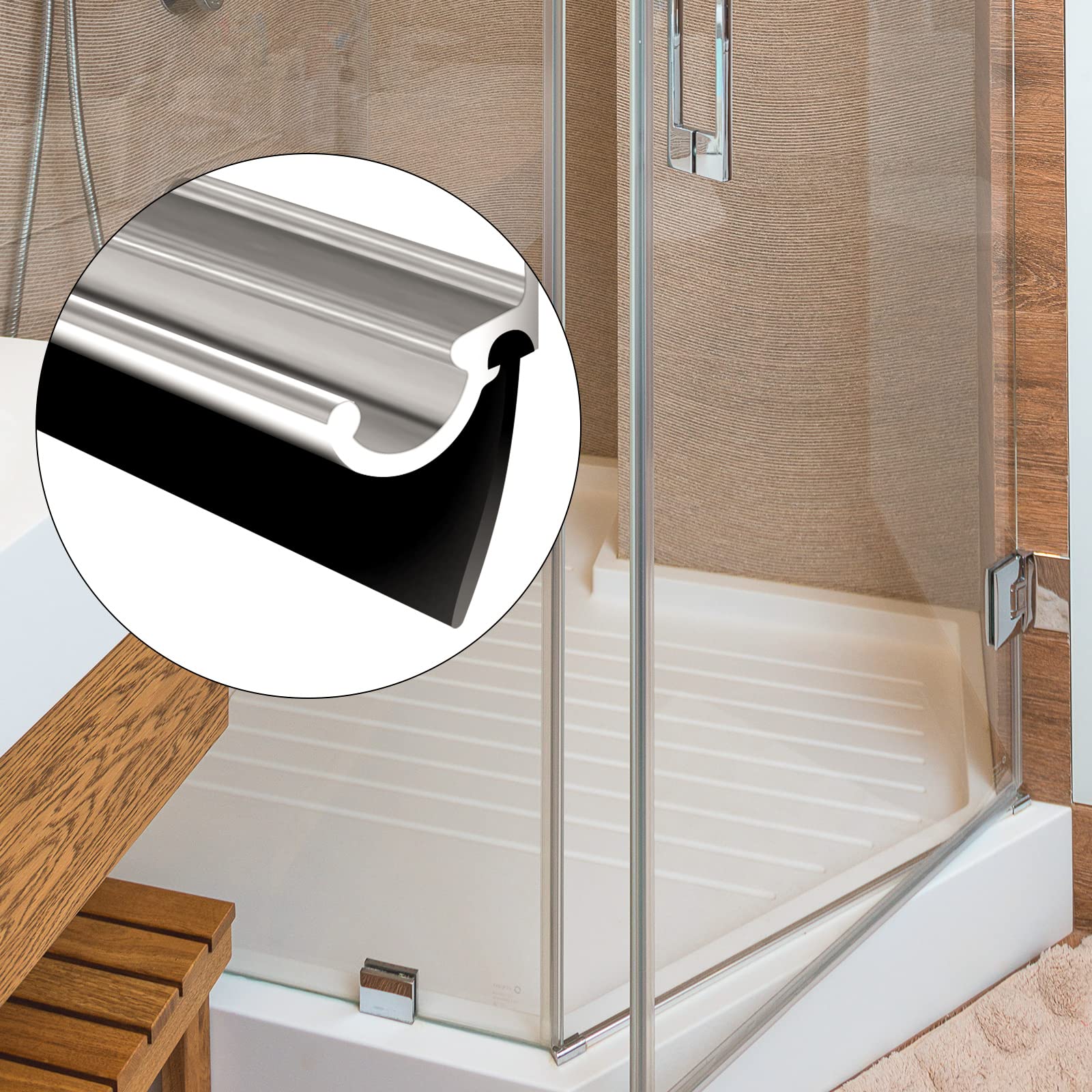 Tondiamo 72 Inch Shower Door Bottom Seal Shower Door Seal Strip Waterproof Door Sweep Shower Door Trim Seal for Home Bathroom Shower, Black