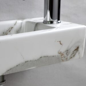 Marble Wall Hung Basin Sink Small Bathroom Sink Rectangle Ceramic Wash Basin (Right hand)…