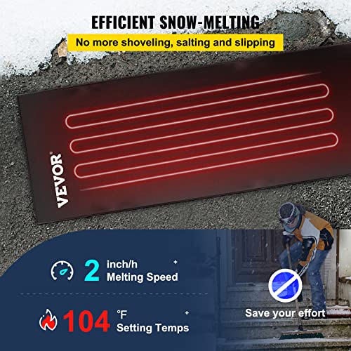 VEVOR, 5ft x 13in Walkway, 120V Ice, PVC Heated 6ft Power Cord, Slip-Proof, Ideal Winter Outdoor Snow Mat, 2'' per Hour Melting Speed, Black