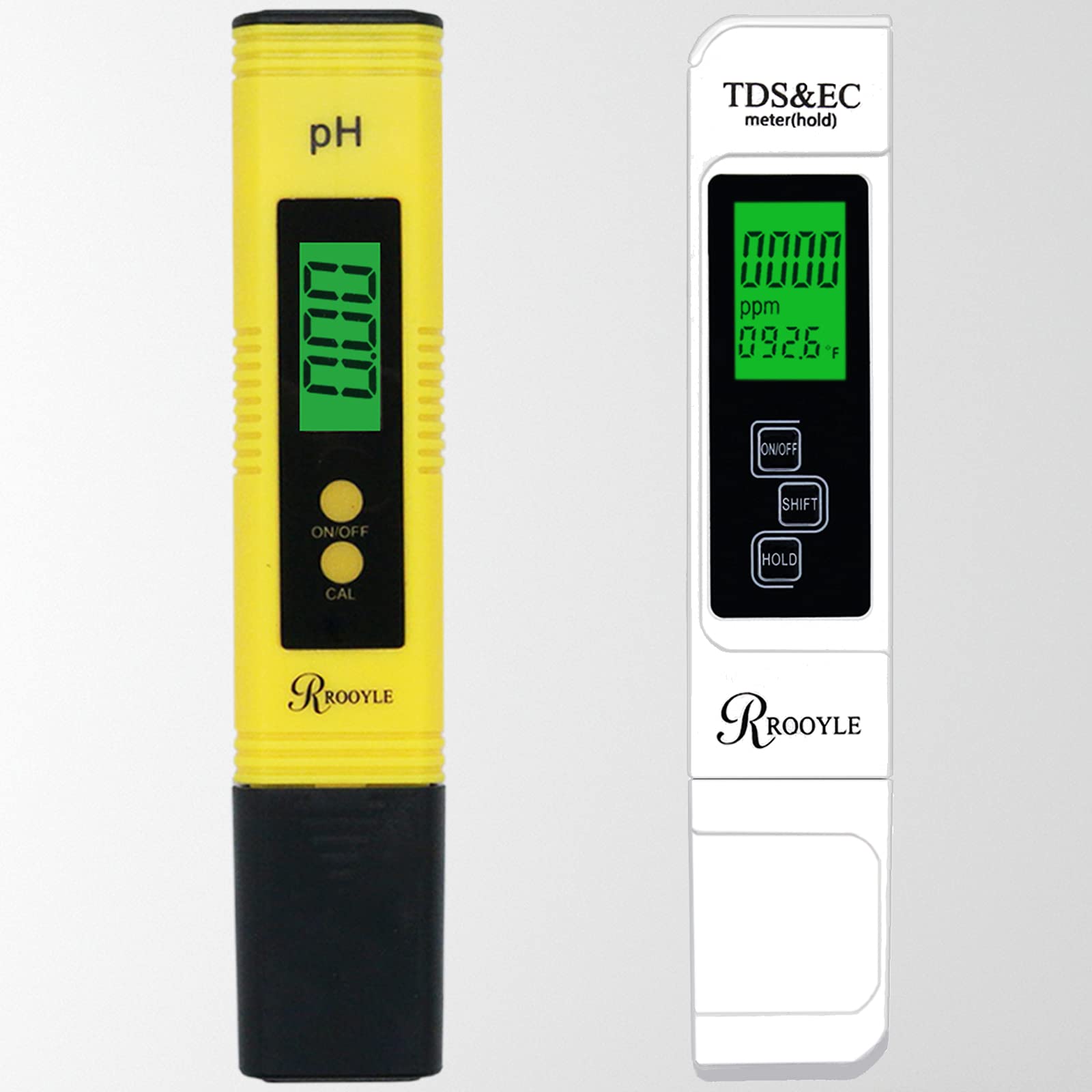 ROOYLE PH Meter and TDS Meter Combo. Digital PH Meter and TDS Meter with ±0.01 pH and ±2% Accuracy for Water Quality, Blacklight.