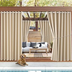 diva en camino dec waterproof outdoor curtain w105 x l95 - grommet top sunlight blocking window treatment drapes blackout curtains for home bedroom living room pergola cabana gazebo (beige)