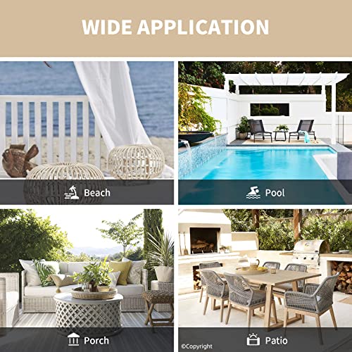 DIVA EN CAMINO DEC Waterproof Outdoor Curtain W105 x L95 - Grommet Top Sunlight Blocking Window Treatment Drapes Blackout Curtains for Home Bedroom Living Room Pergola Cabana Gazebo (Beige)