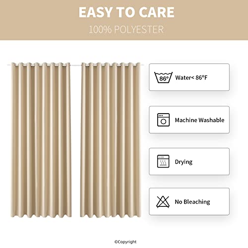 DIVA EN CAMINO DEC Waterproof Outdoor Curtain W105 x L95 - Grommet Top Sunlight Blocking Window Treatment Drapes Blackout Curtains for Home Bedroom Living Room Pergola Cabana Gazebo (Beige)