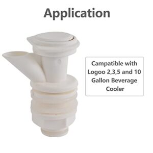 Push Button Spigot, Cooler Faucet Replacement, Reusable Water Jug Spigot, Plastic White Button for 2, 3, 5 and 10 Gallon Beverage Cooler Lever Pour Dispenser Outdoor Insulation Box (2PCS)