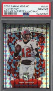 tom brady 2020 panini mosaic men of mastery silver prizm football card #mm1 psa 10