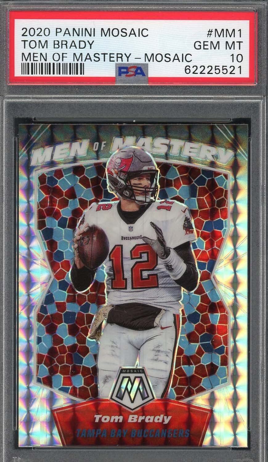 Tom Brady 2020 Panini Mosaic Men of Mastery Silver Prizm Football Card #MM1 PSA 10