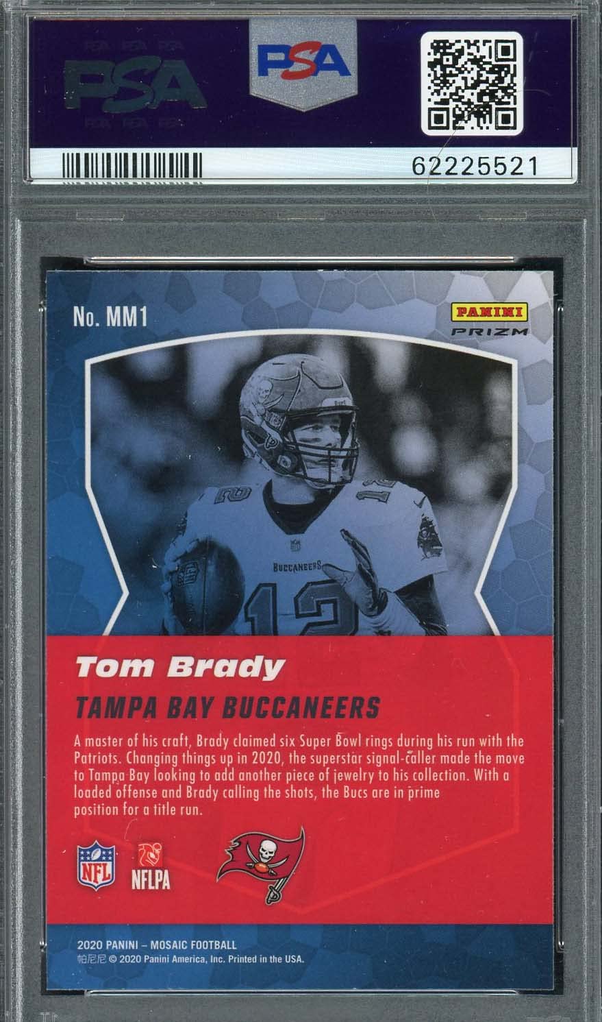 Tom Brady 2020 Panini Mosaic Men of Mastery Silver Prizm Football Card #MM1 PSA 10